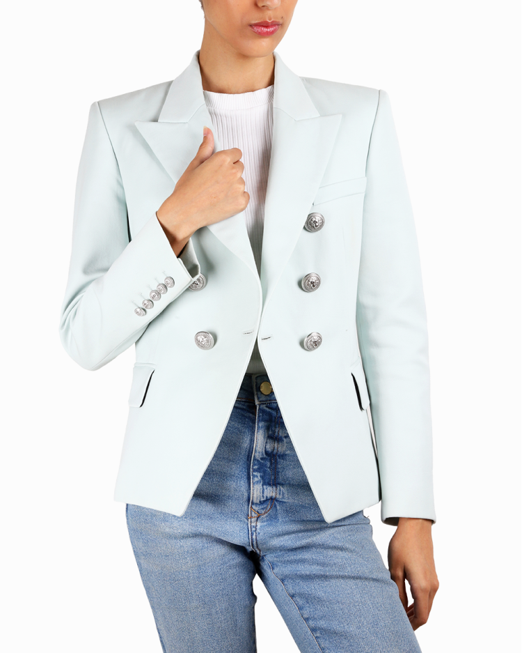 Blazer Balmain Original Lã Azul Claro Feminino