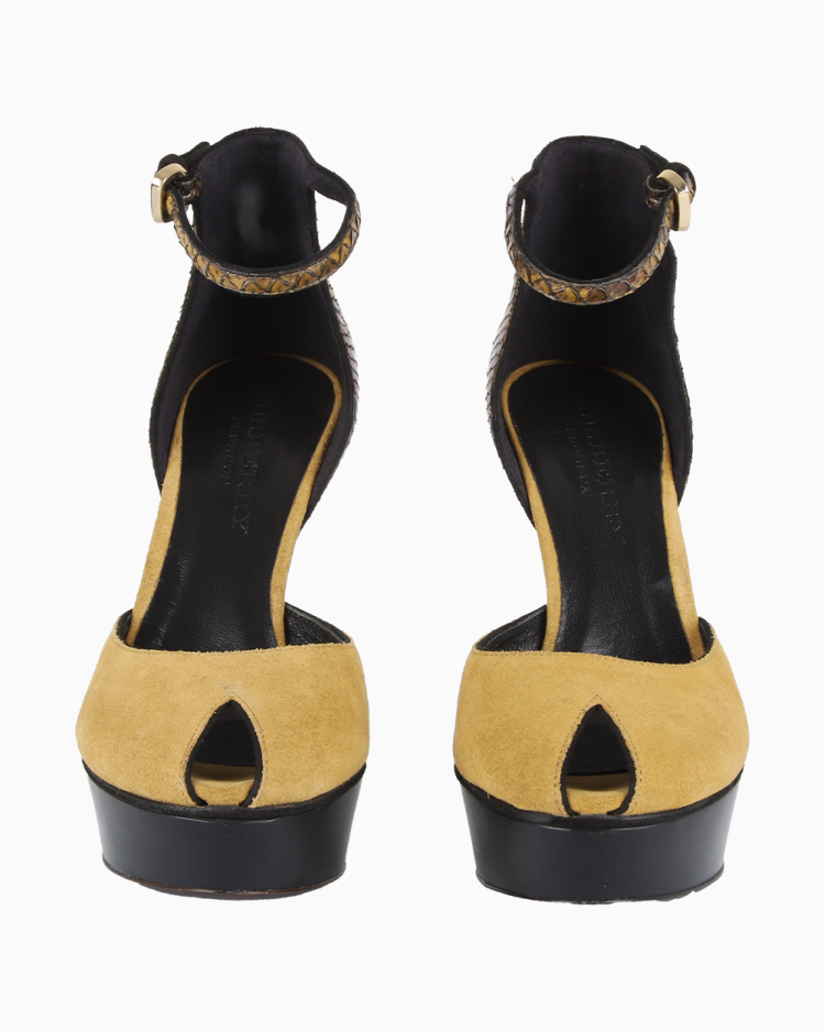 Sapato Burberry Original Python Suede Mostarda Feminino