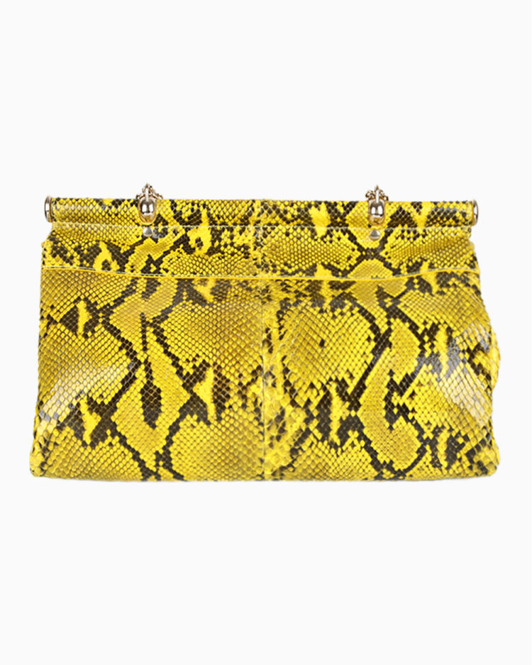 Bolsa Roberto Cavalli Original Python Amarela Feminina