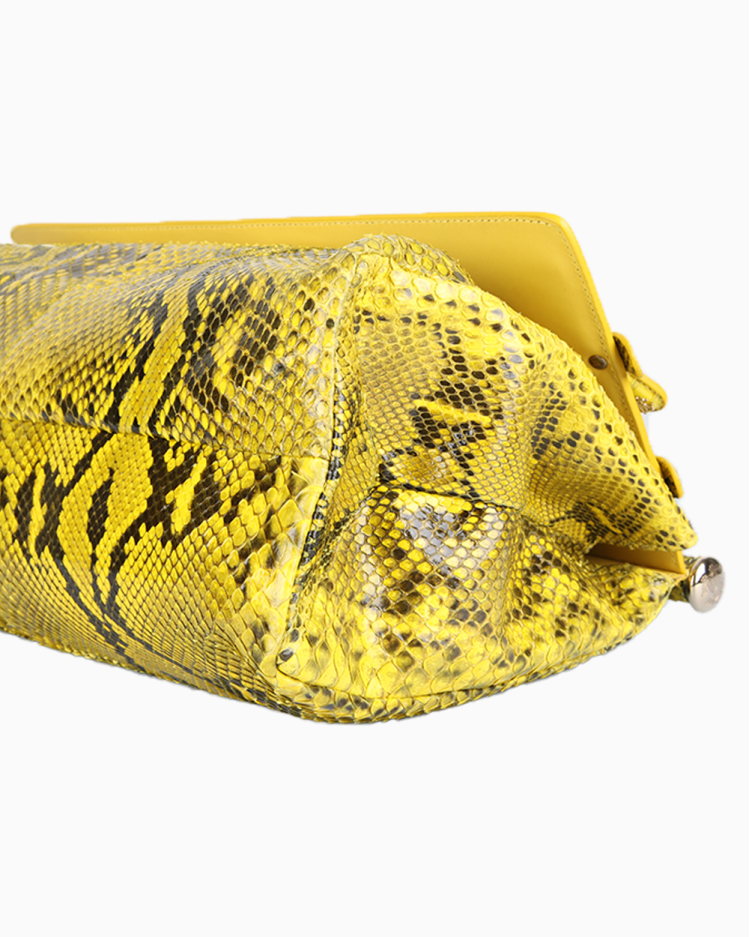 Bolsa Roberto Cavalli Original Python Amarela Feminina