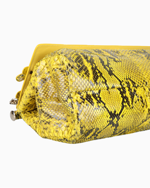 Bolsa Roberto Cavalli Original Python Amarela Feminina