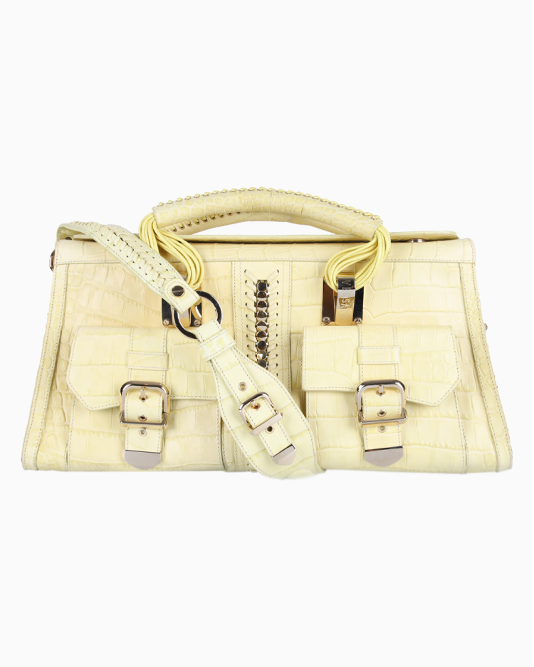 Bolsa Versace Original Croco Amarela Feminina