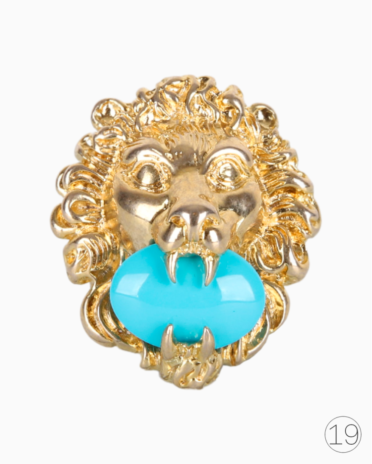 Anel Gucci Original Lion Head Com Pedraria Dourado Masculino