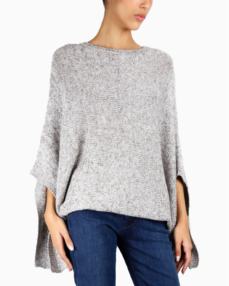 Poncho Mixed Original Tricot Cinza Mesclado