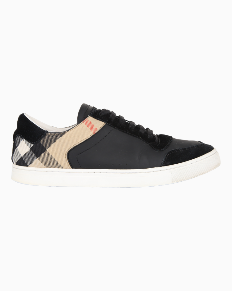 Tênis Burberry Original Xadrez Couro Preto Masculino