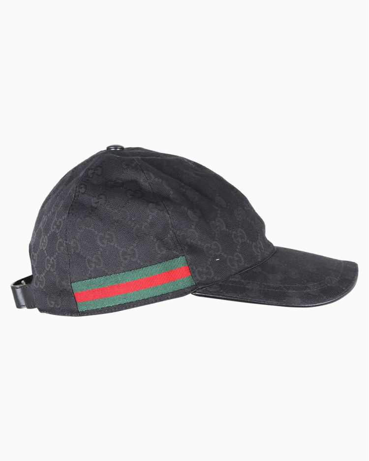 Boné Gucci Original Canvas GG Supreme Web Preto Feminina