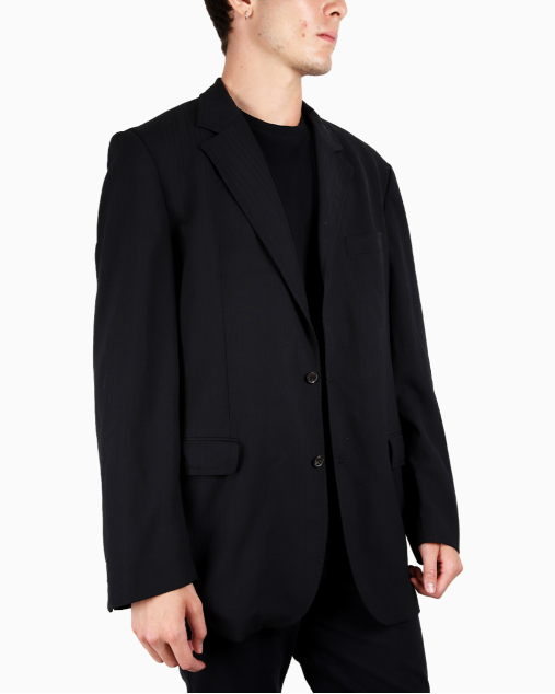 Blazer Hugo Boss Original Lã Risca Preto Masculino