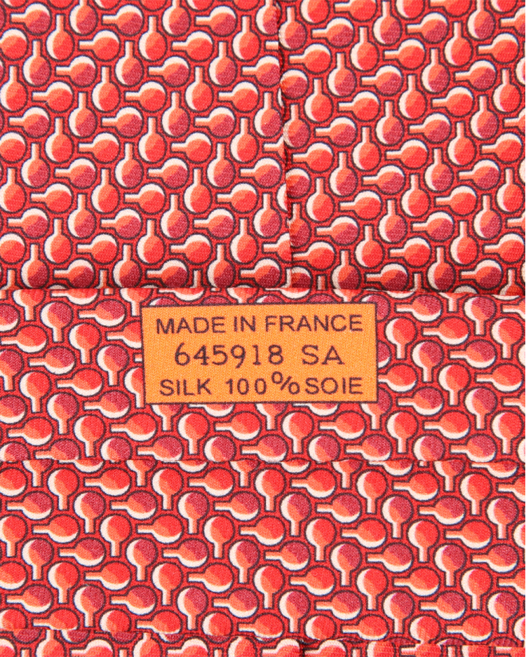 Gravata Hermès Original Seda Padronagem Vermelha Masculina