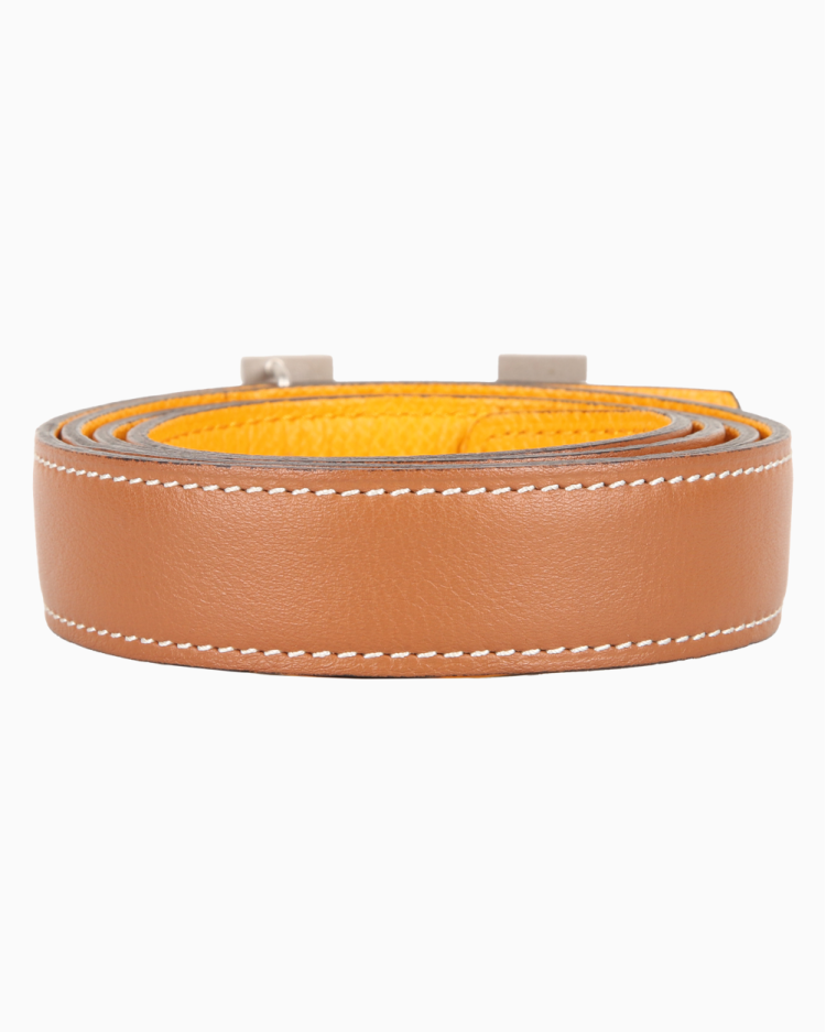 Cinto Hermès Original H Reversível 24mm Laranja/Caramelo Feminino