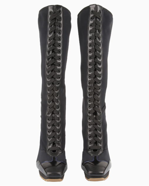 Bota Versace Original Platform Lace Up Nylon Preta Feminina