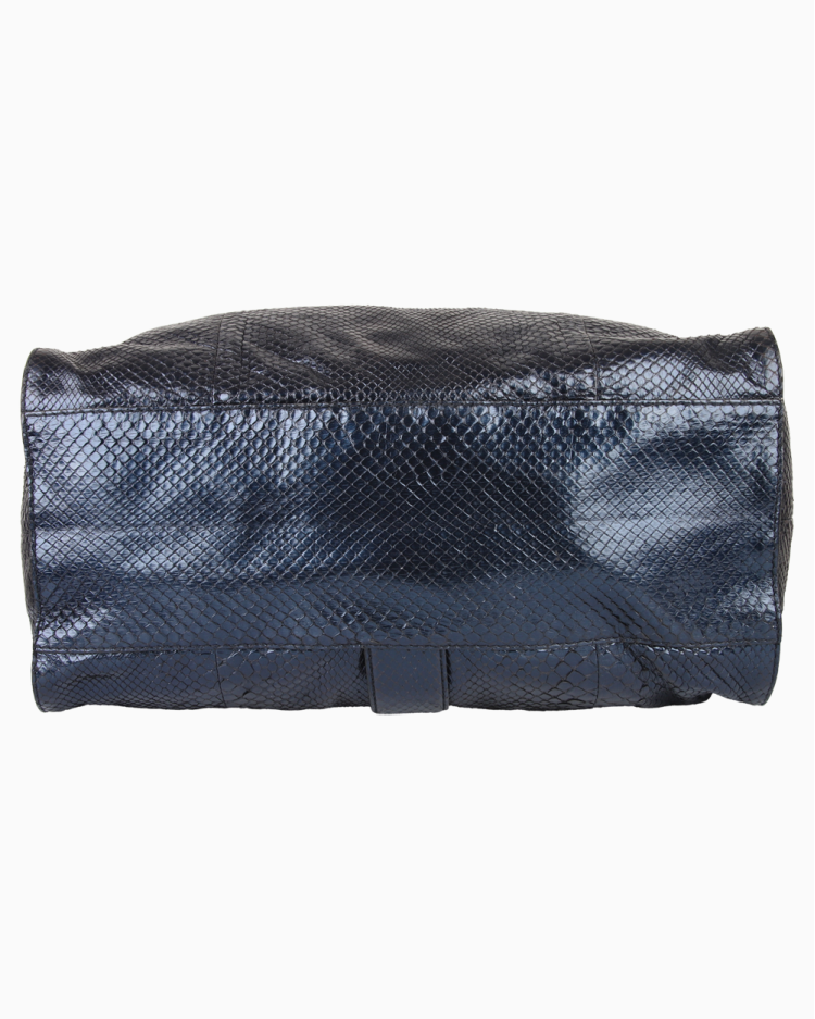 Bolsa Gucci Original Stirrup Python Metalizada Azul Feminina