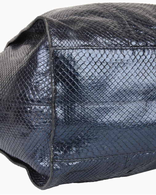 Bolsa Gucci Original Stirrup Python Metalizada Azul Feminina