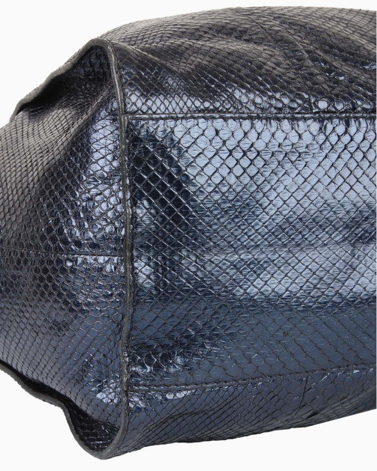 Bolsa Gucci Original Stirrup Python Metalizada Azul Feminina