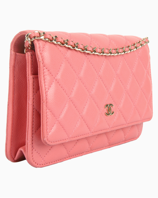 Bolsa Chanel Original Caviar WOC Rosa Feminina