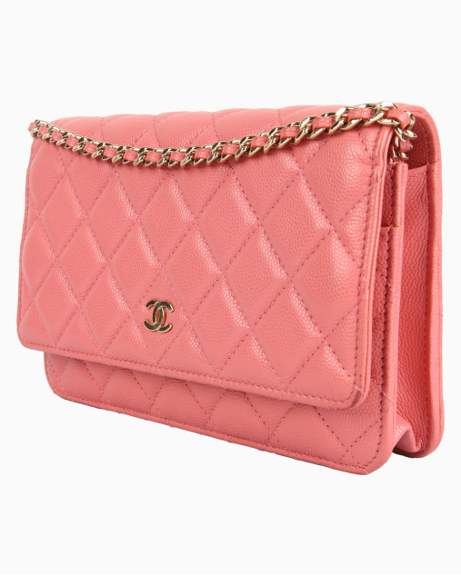 Bolsa Chanel Original Caviar WOC Rosa Feminina