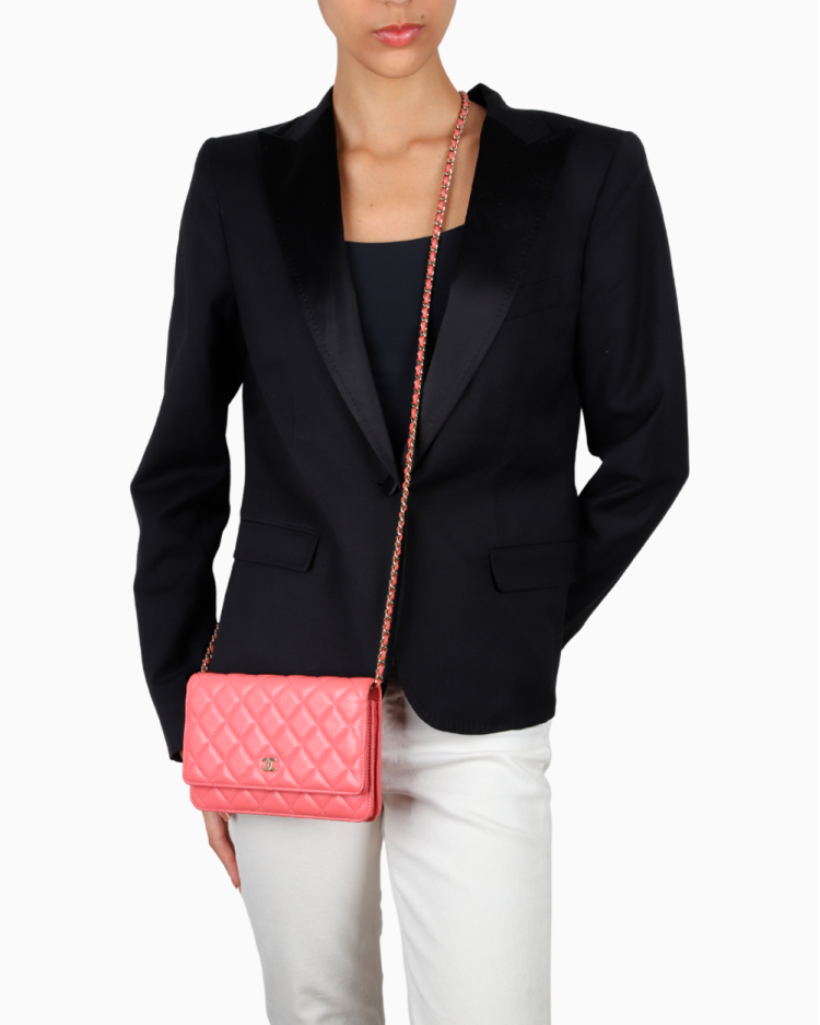 Bolsa Chanel Original Caviar WOC Rosa Feminina
