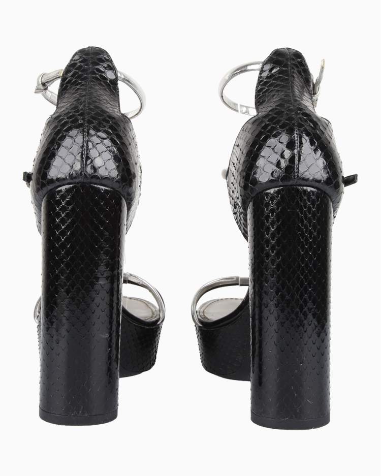 Sandália Louis Vuitton Original Python Platform Preta Feminina