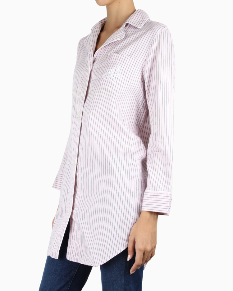 Camisa Ralph Lauren Original Listrada Rosa Feminina