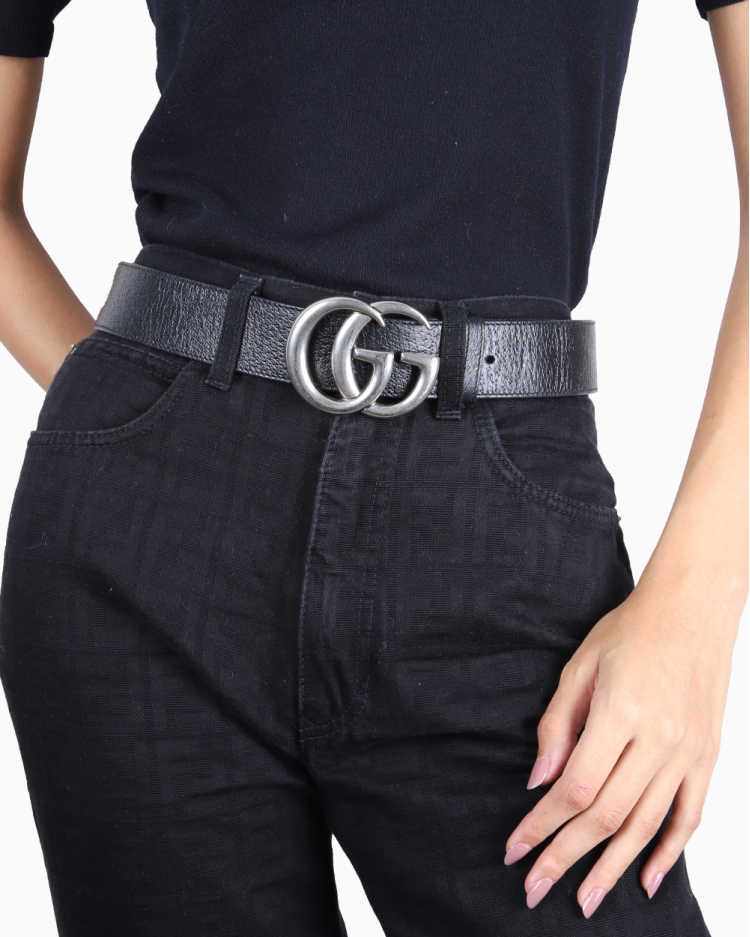 Cinto Gucci Original GG Couro Preto Masculino