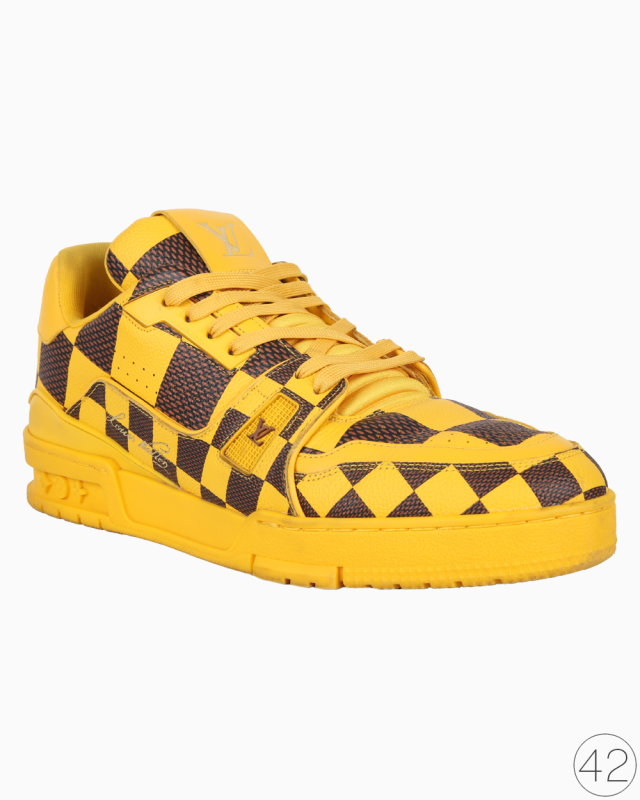 Tênis Louis Vuitton Original LV Trainer Damier Pop Amarelo Masculino