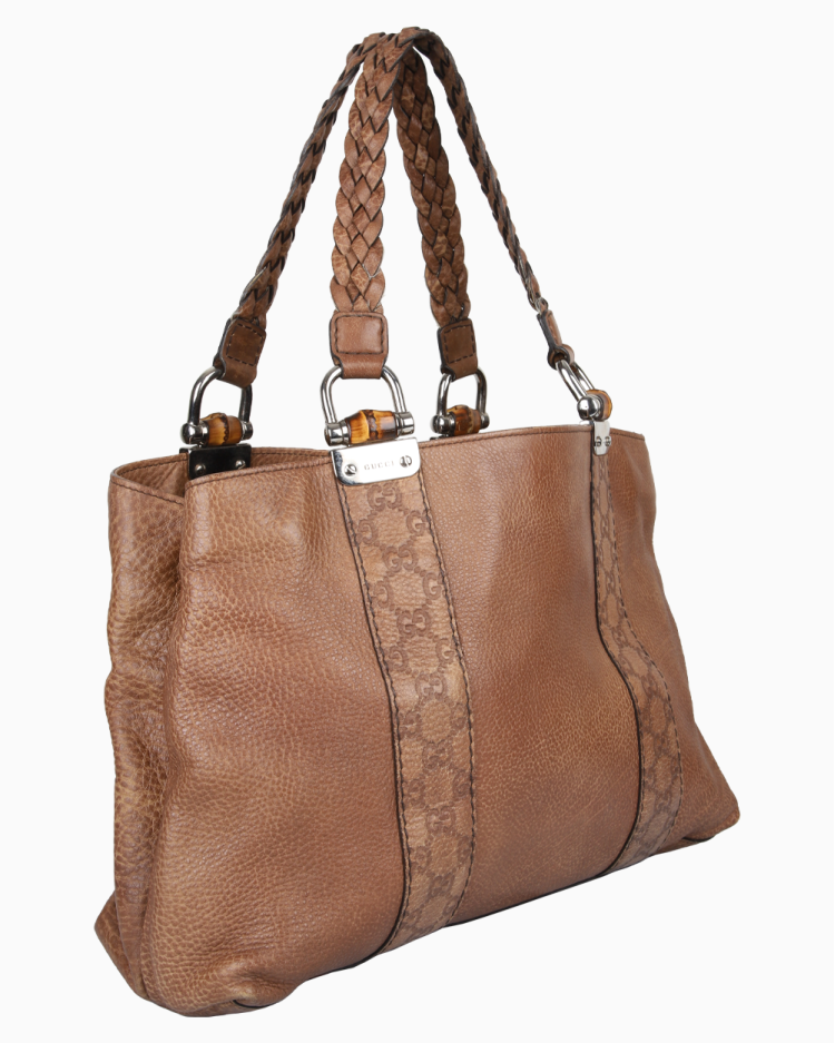 Bolsa Gucci Original Bamboo Bar Tote Medium Caramelo Feminina