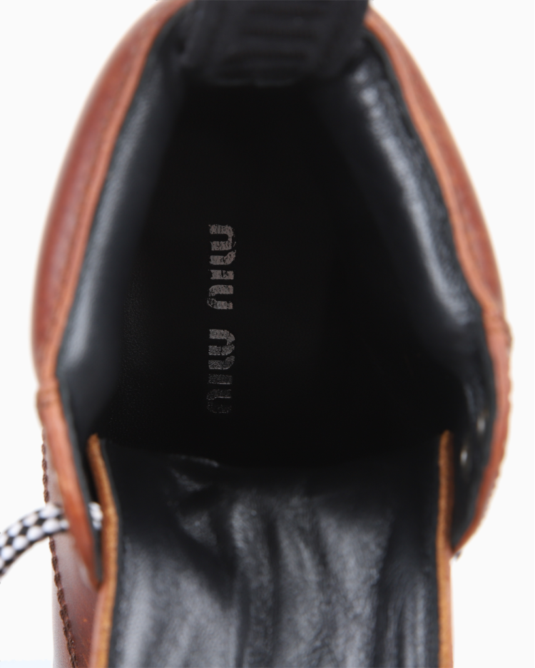 Bota Miu Miu Original Combat Couro Marrom Feminino