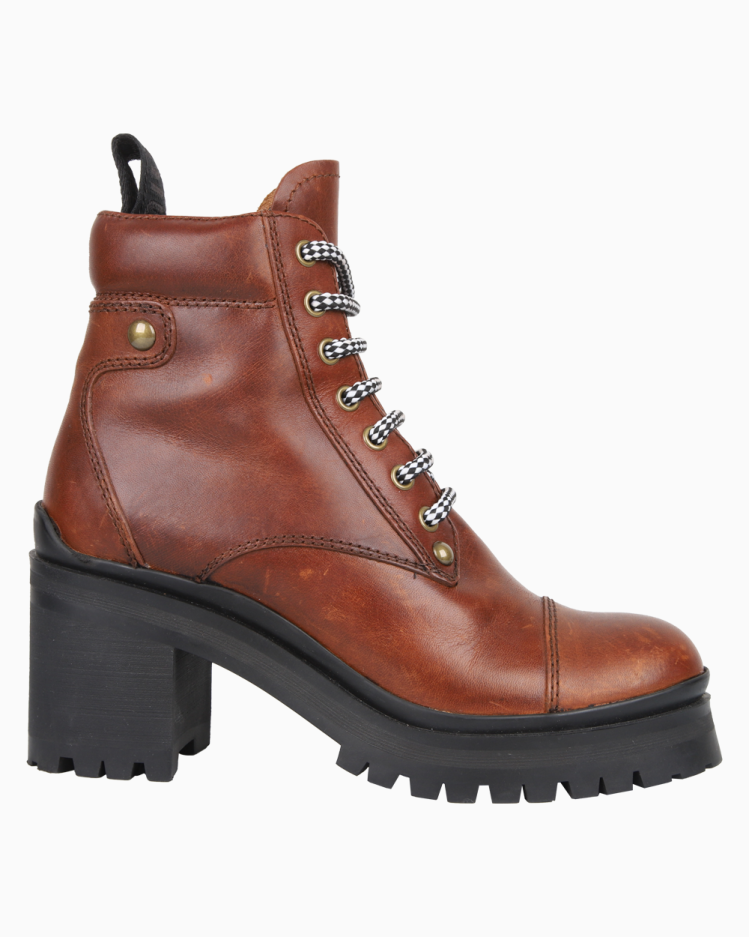 Bota Miu Miu Original Combat Couro Marrom Feminino