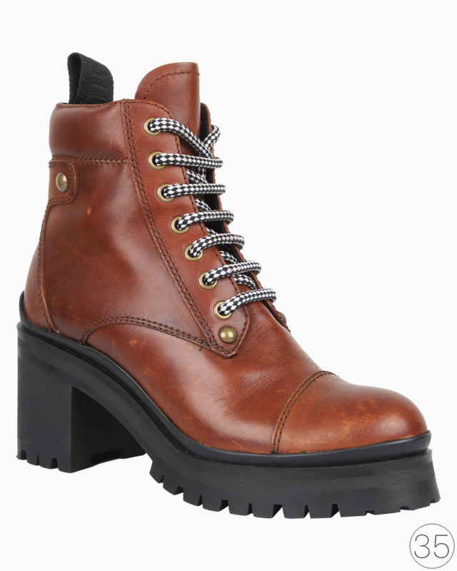 Bota Miu Miu Original Combat Couro Marrom Feminino