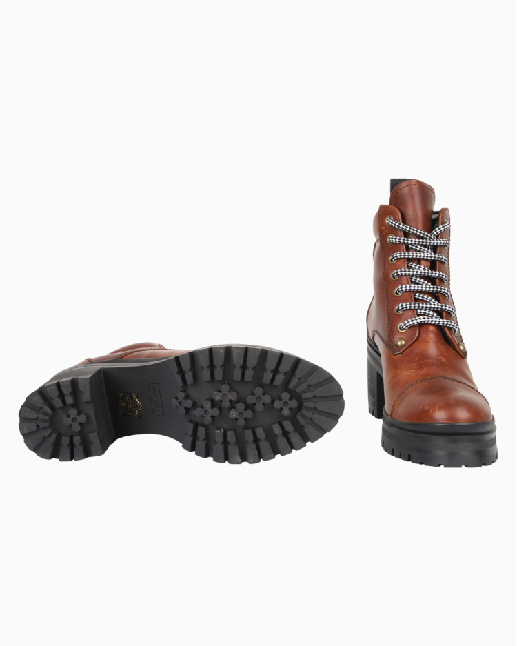 Bota Miu Miu Original Combat Couro Marrom Feminino