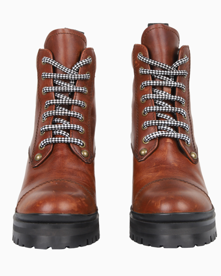 Bota Miu Miu Original Combat Couro Marrom Feminino