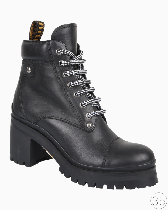 Bota Miu Miu Original Combat Couro Preta Feminino