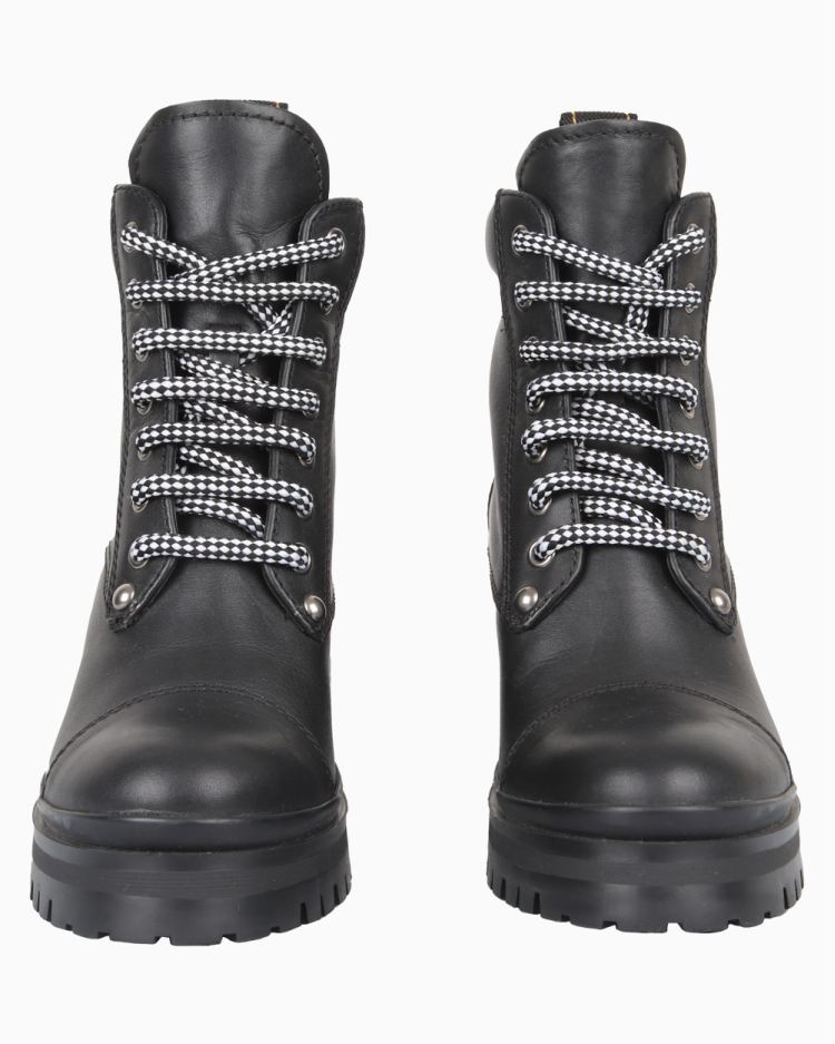 Bota Miu Miu Original Combat Couro Preta Feminino