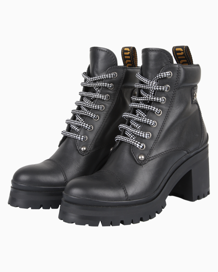 Bota Miu Miu Original Combat Couro Preta Feminino