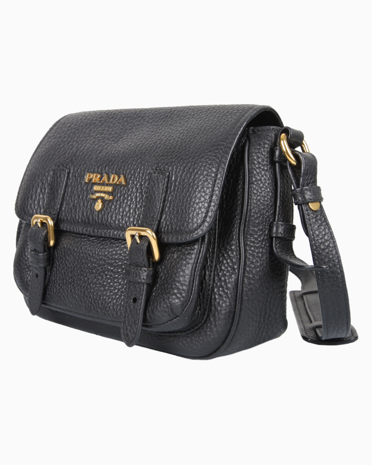 Bolsa Prada Original Lux Messenger Vitello Daino Pequena Preta Feminina