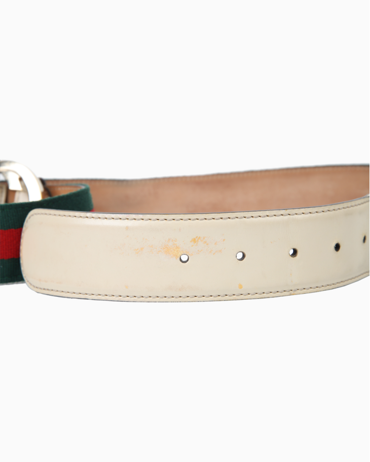 Cinto Gucci Original GG Interlocking Web Verde e Vermelho Feminino