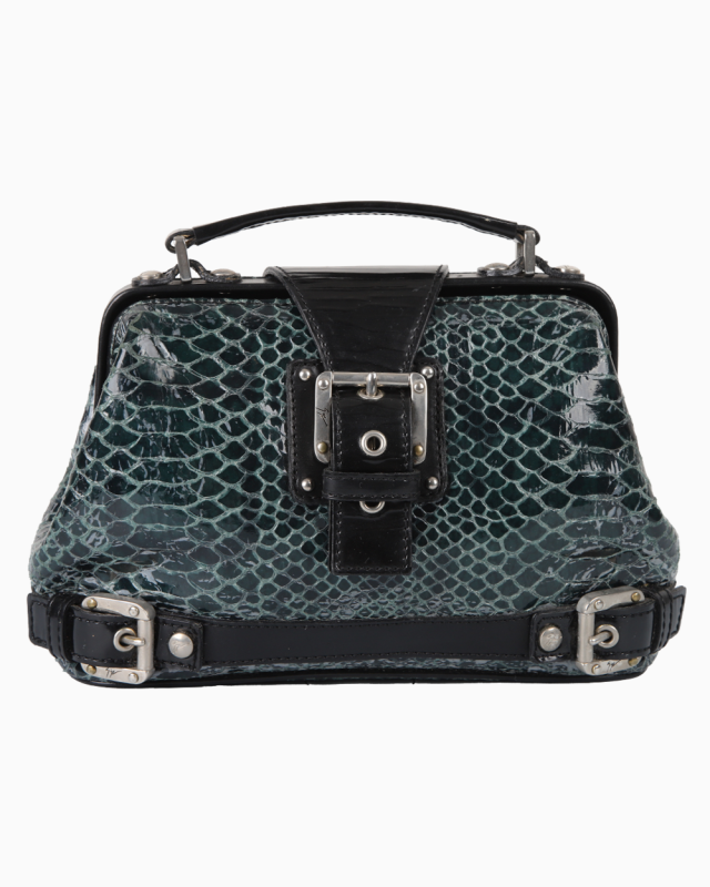 Bolsa Giuseppe Zanotti Original Top Handle Buckle Python Verde Feminina