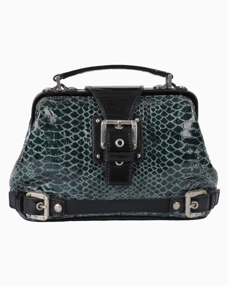 Bolsa Giuseppe Zanotti Original Top Handle Buckle Python Verde Feminina