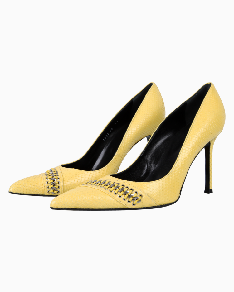 Sapato Versace Original Python Chain Amarelo Feminina