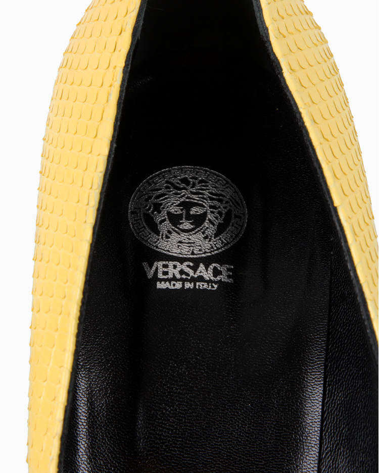 Sapato Versace Original Python Chain Amarelo Feminina