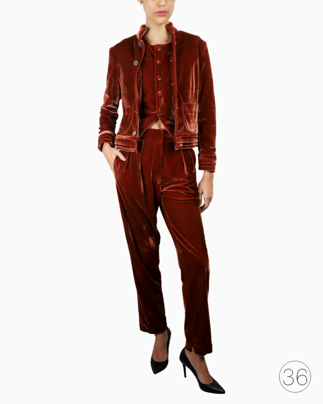 Conjunto Isolda Original Veludo Marrom Feminino