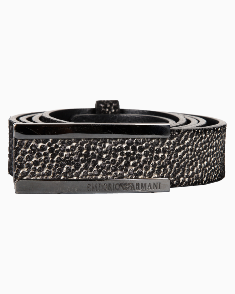 Cinto Emporio Armani Original Texturizado Preto Masculino