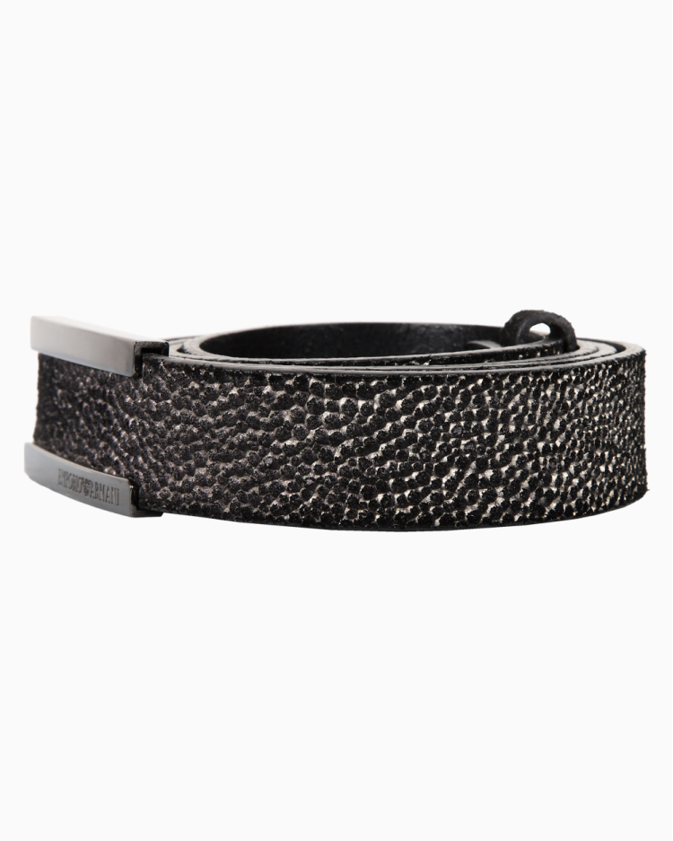 Cinto Emporio Armani Original Texturizado Preto Masculino