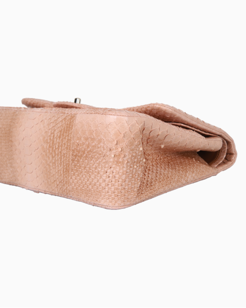 Bolsa Chanel Original Maxi Double Python Rosa Feminina