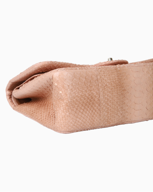 Bolsa Chanel Original Maxi Double Python Rosa Feminina
