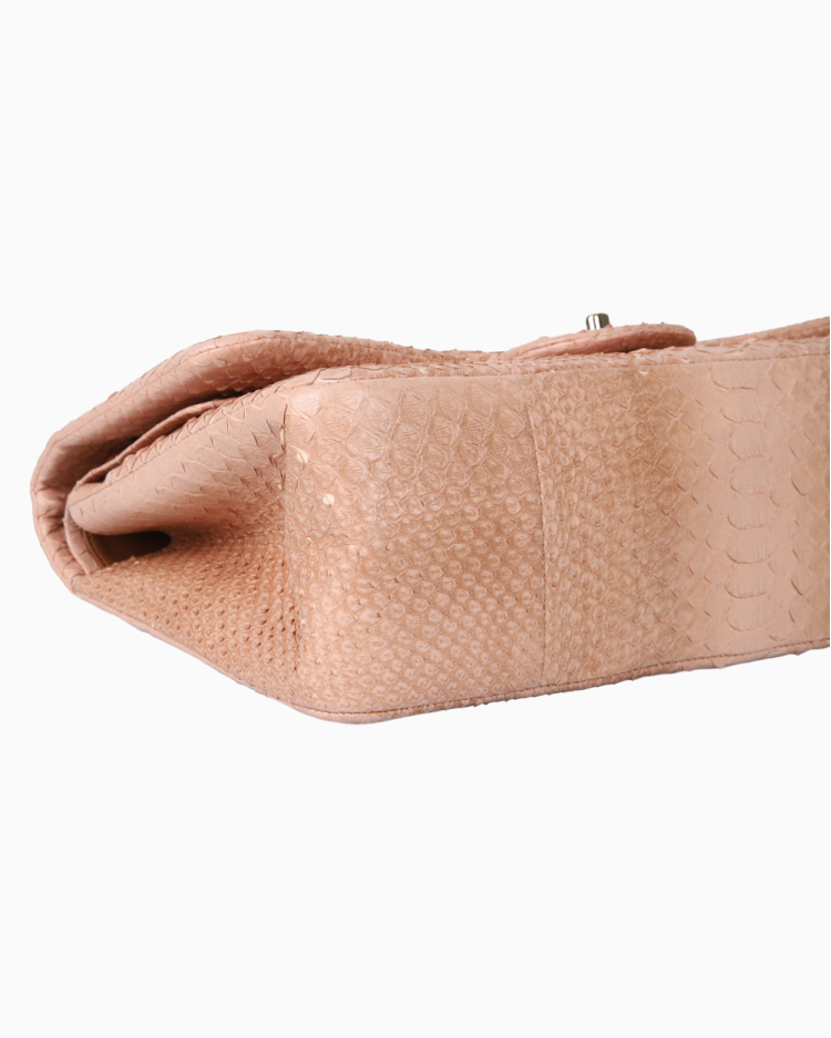 Bolsa Chanel Original Maxi Double Python Rosa Feminina
