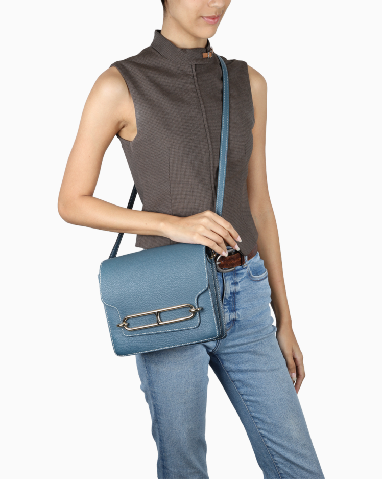 Bolsa Hermès Original Roulis 23 Azul Feminina