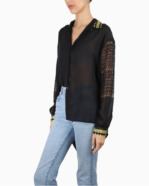 Camisa Versace Original Signature Preta Feminina