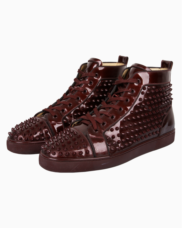 Tênis Louboutin Original Louis Spikes Vinho Masculino