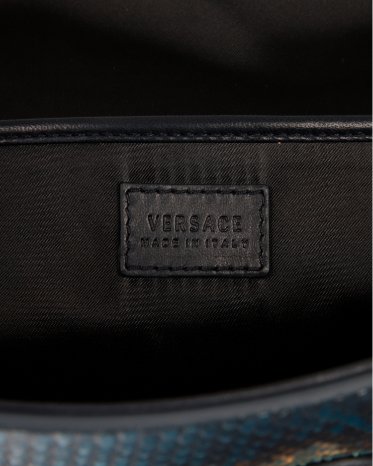 Bolsa Versace Signature Large Python Azul Feminina