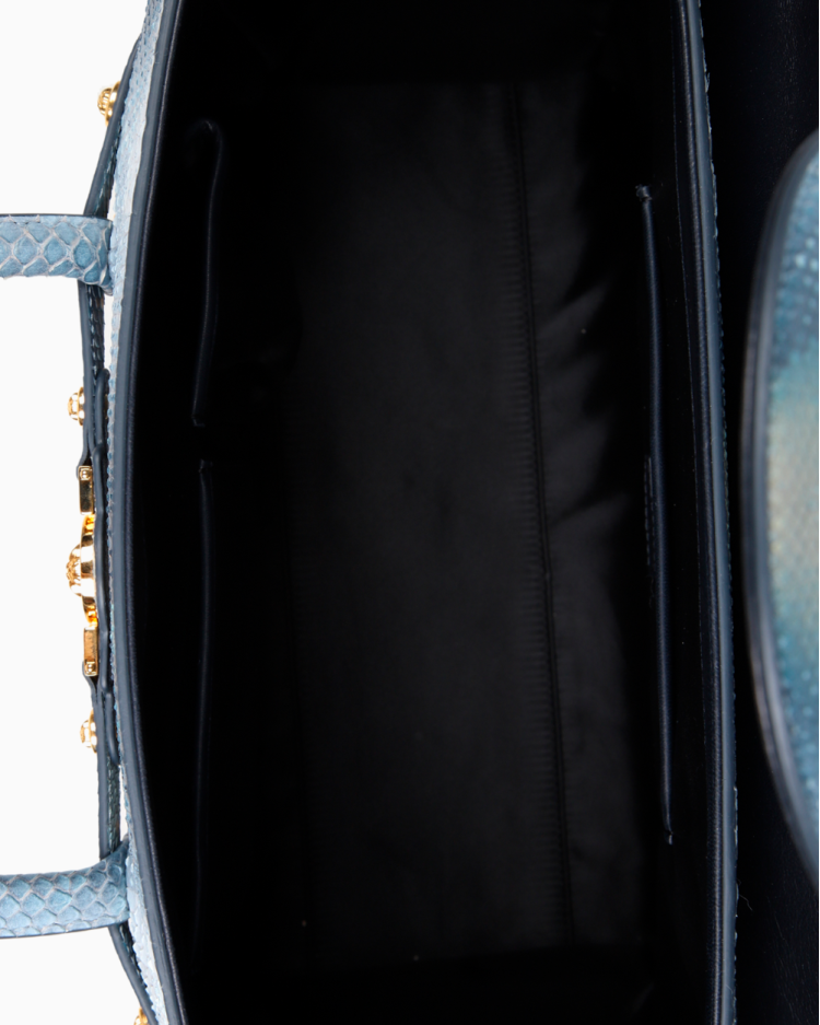 Bolsa Versace Signature Large Python Azul Feminina